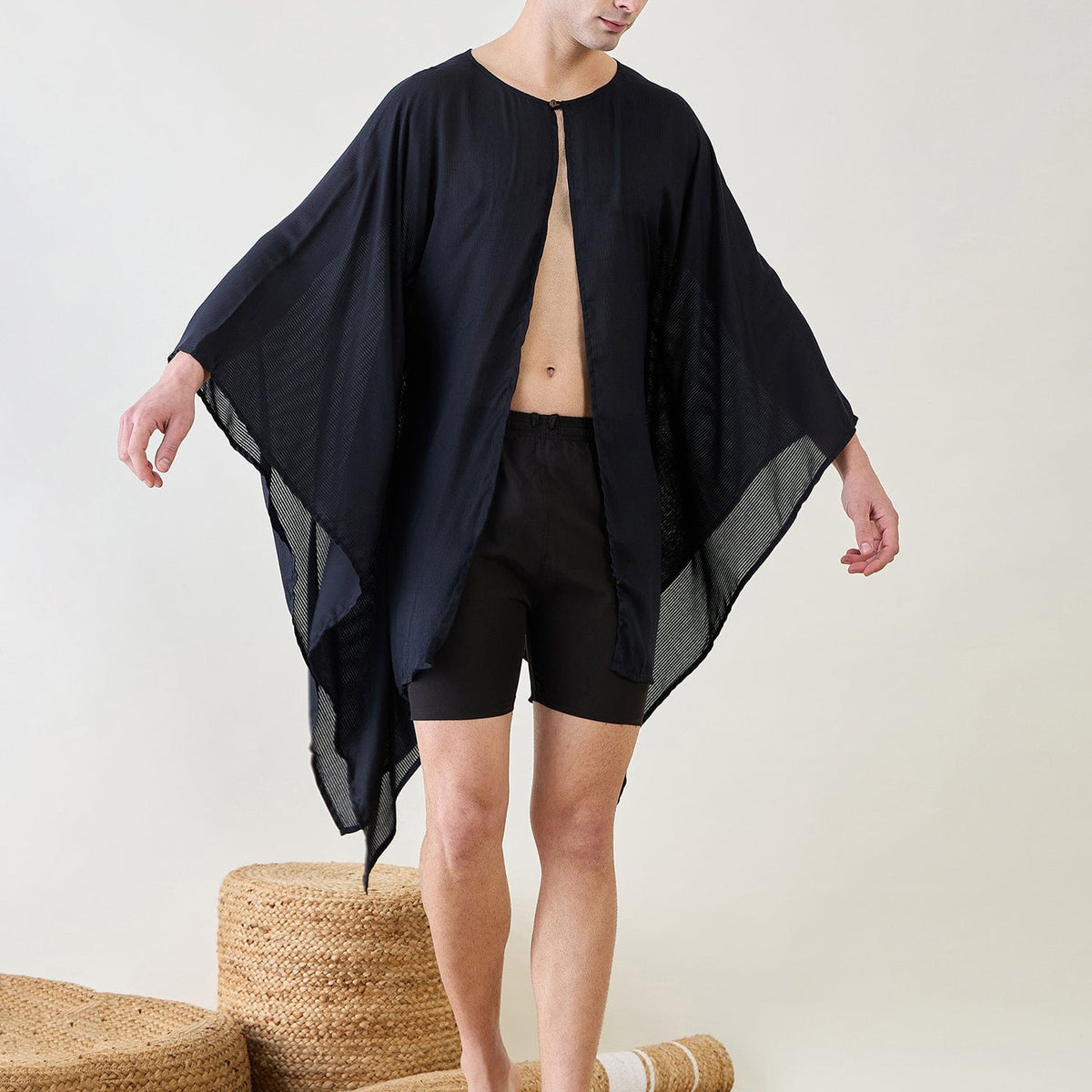 Men's Black Poncho & Swimwear Cover-Up – The Kaftan Company