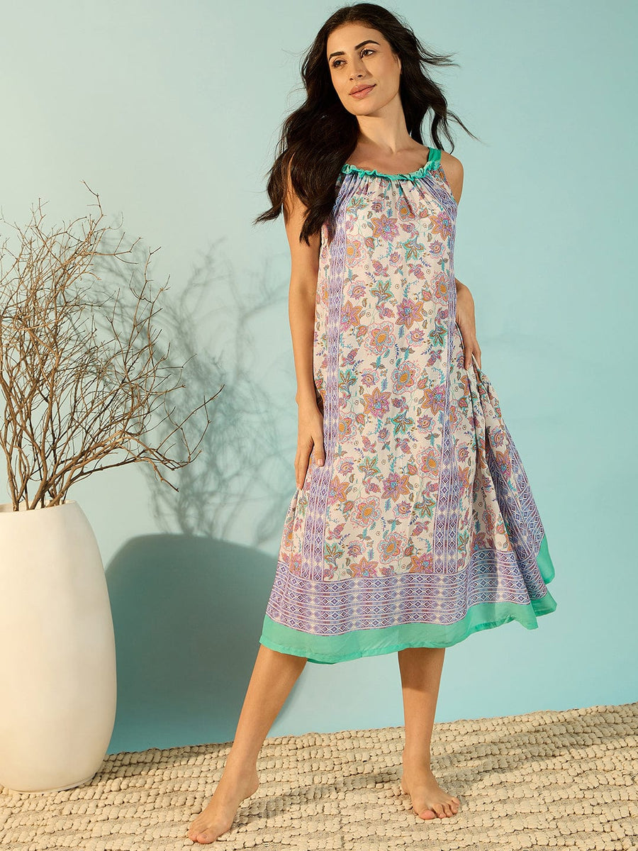 Buy Women Soft Floral Printed Modal Negligee Dress – The Kaftan Company